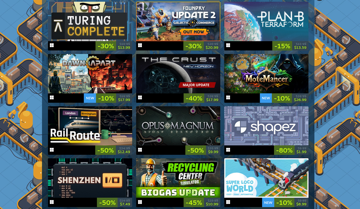 The Steam Automation Fest sale runs all this week until July 21st ...