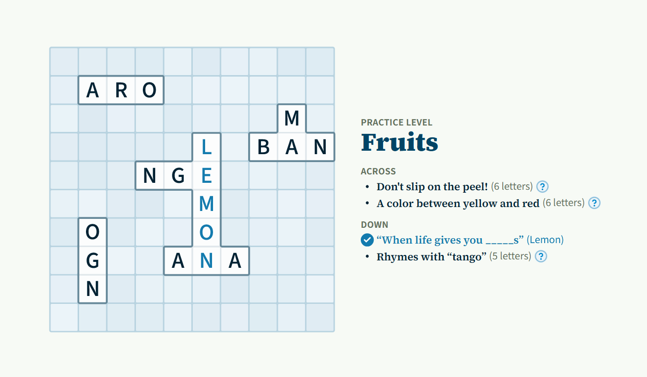 Solve jigsaw puzzles made of crosswords in the fresh daily puzzle game ...